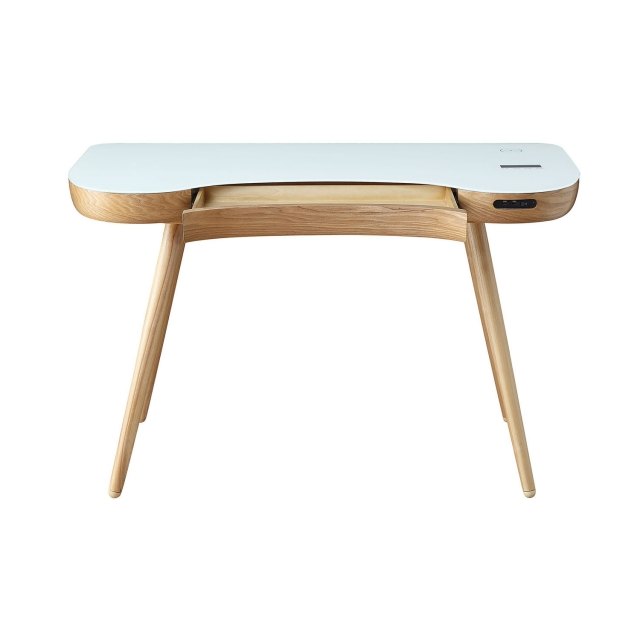 San Francisco Smart Desk - Oak/White Glass Top | Furniture World